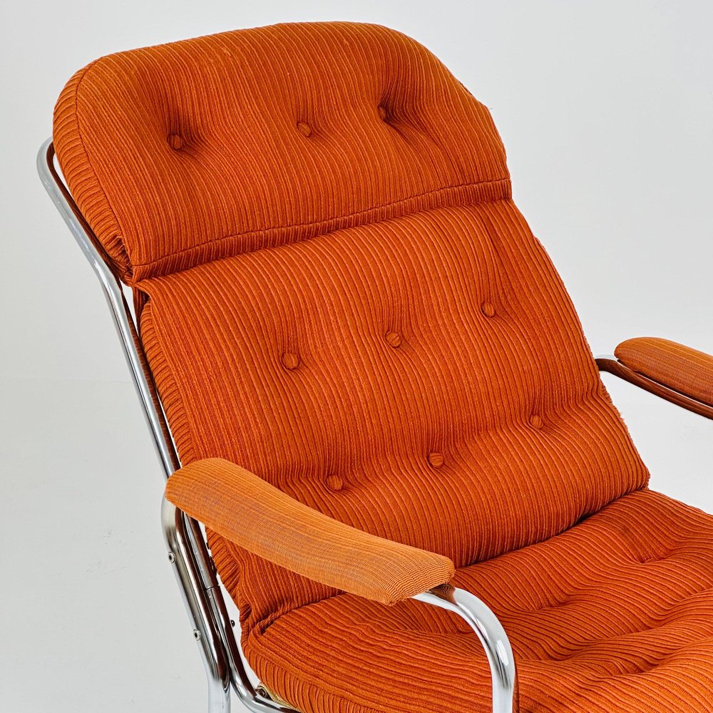 Bauhaus Orange Velvet Chair by B. Eigert, 1970s for sale at Pamono