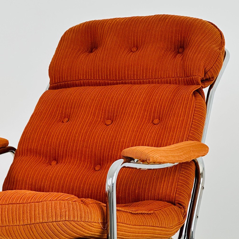 Bauhaus Orange Velvet Chair by B. Eigert, 1970s for sale at Pamono