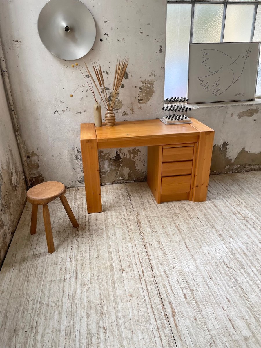 Revival Pine Desk from Maison Regain, 1970s for sale at Pamono
