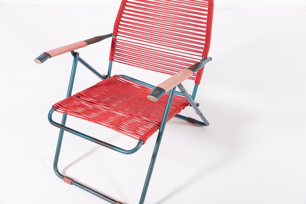 Mid-Century Italian Foldable Spagetthi Deck Chair by Roberto Gatti for ...
