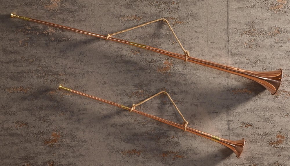 Copper and Brass Coaching Horns, Set of 2 for sale at Pamono
