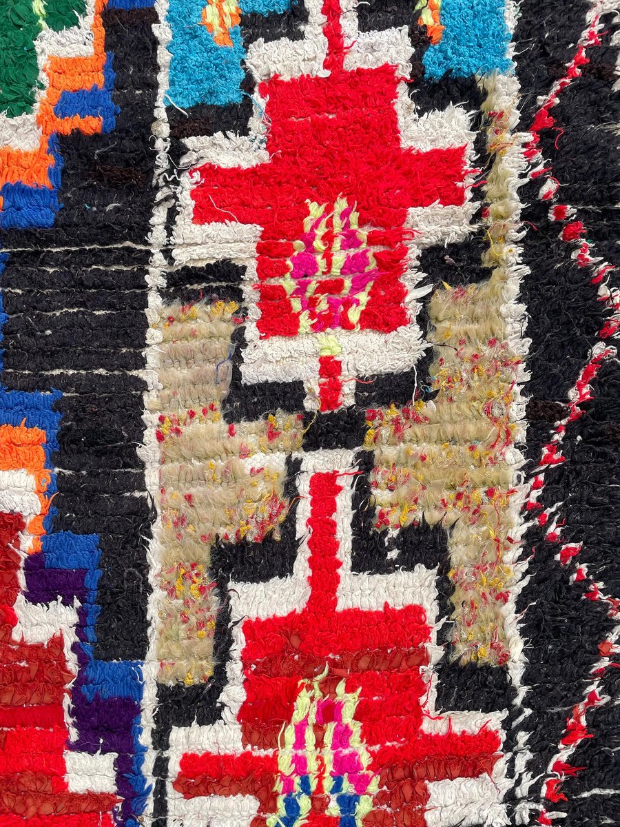 Moroccan Traditional Handwoven Cotton Rug, 1980s for sale at Pamono