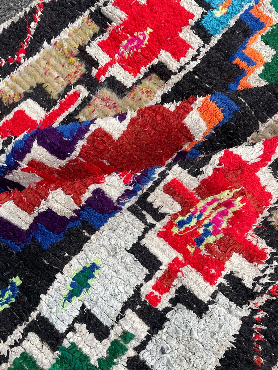 Moroccan Traditional Handwoven Cotton Rug, 1980s for sale at Pamono