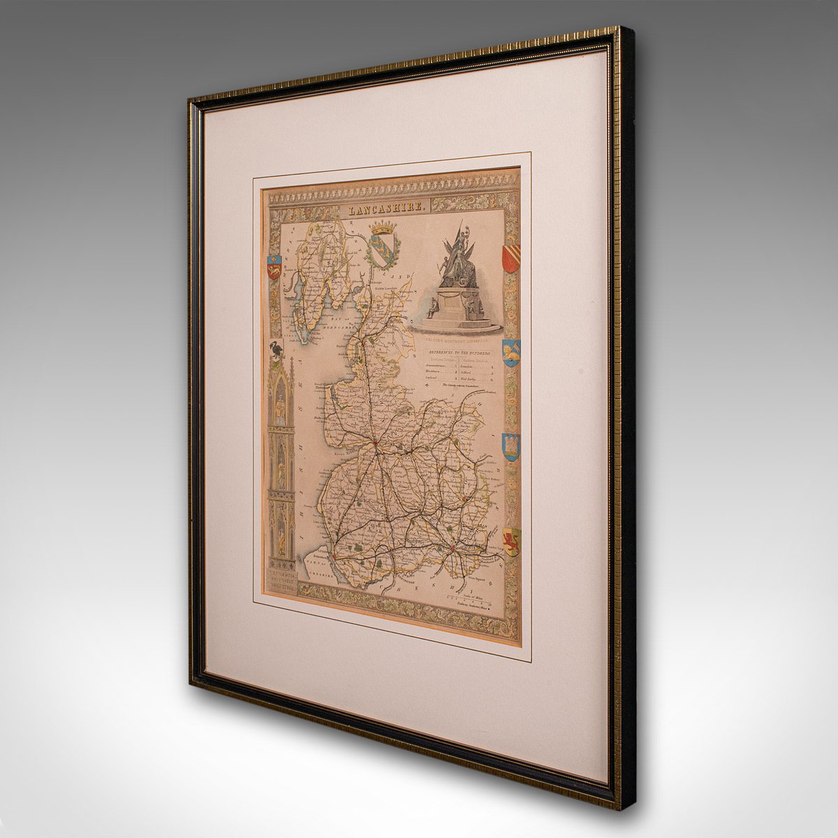 Antique English Framed Lithography County Map, 1860s for sale at Pamono