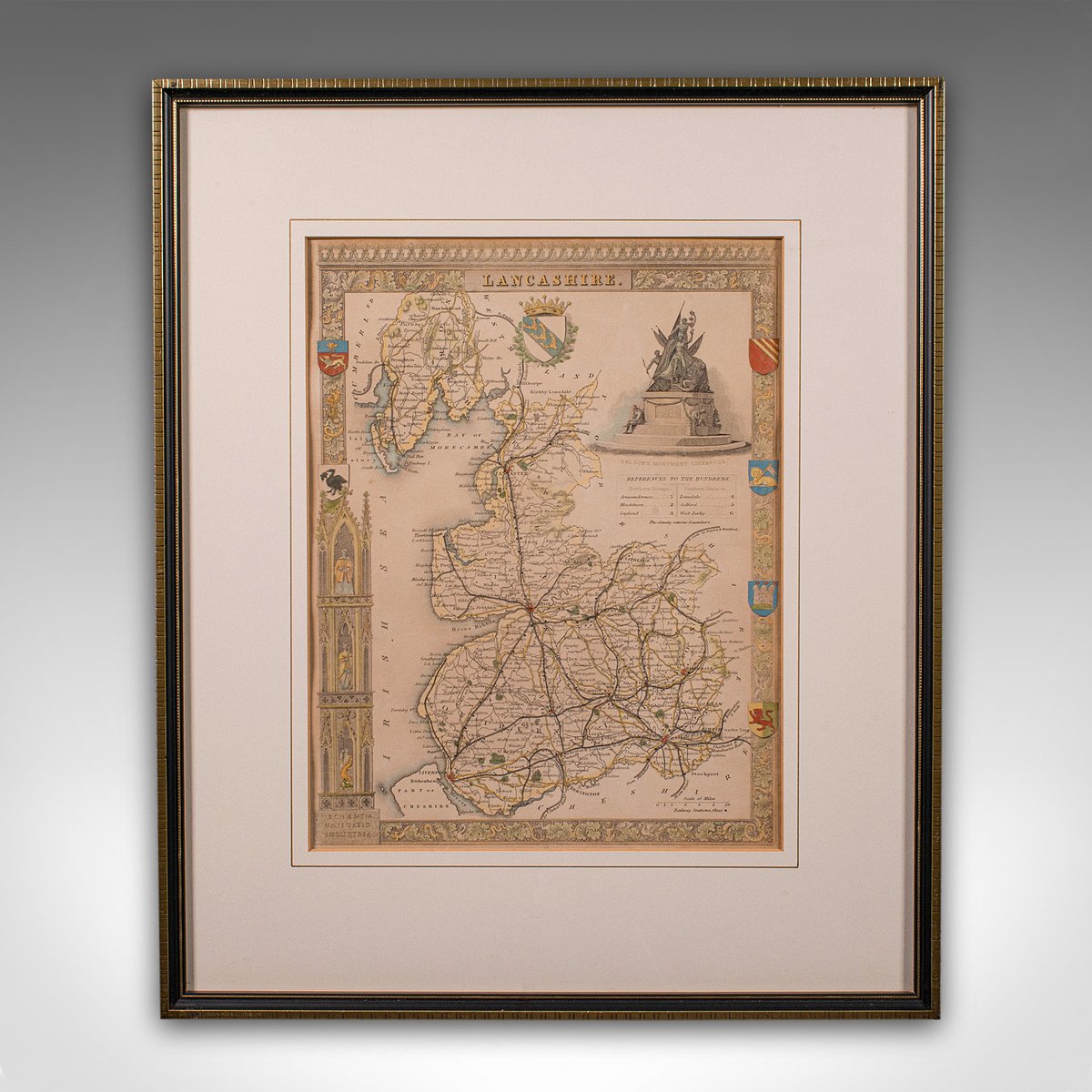 Antique English Framed Lithography County Map, 1860s for sale at Pamono