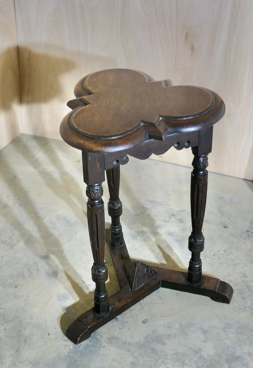 Celtic Gothic Oak Clover Leaf Table, 1890s for sale at Pamono