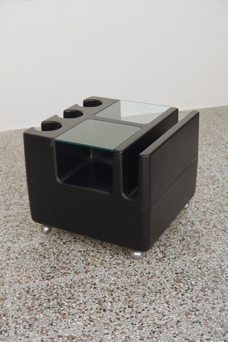 Black Rolling Container Coffee Table, 1970s for sale at Pamono