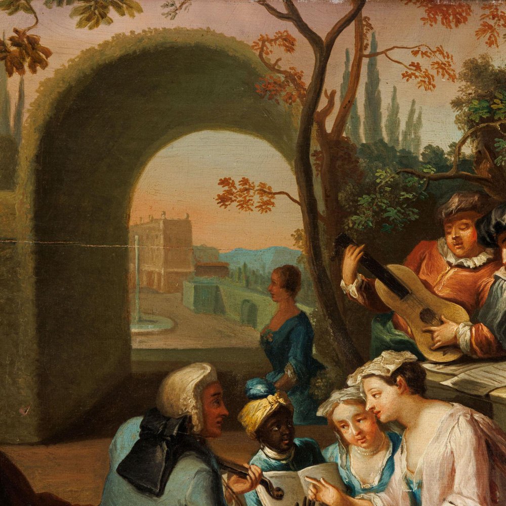 French School Artist, Gallant Party in the Park, Oil Painting, Mid ...