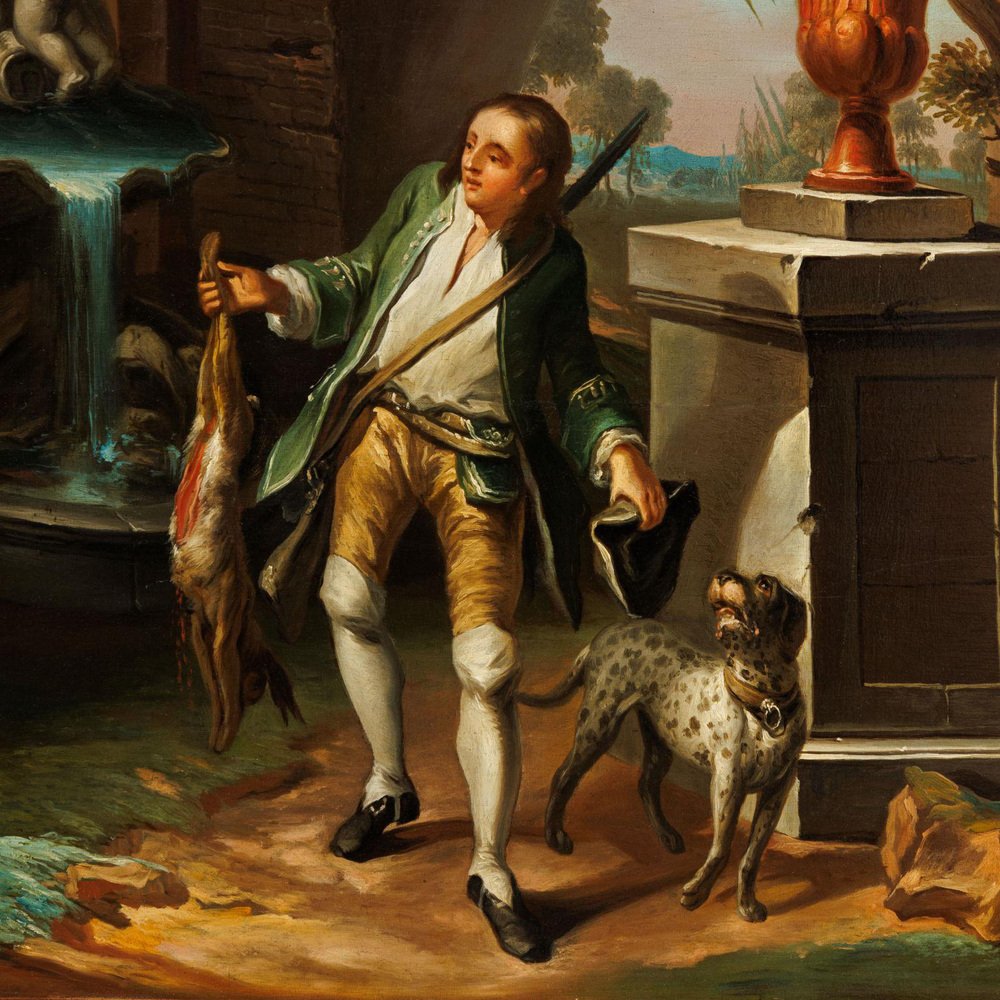 French School Artist, Gallant Party in the Park, Oil Painting, Mid ...