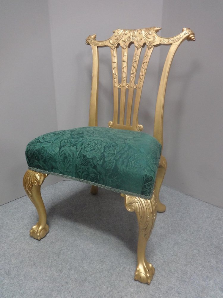 Georgian Green Gilt Chair for sale at Pamono