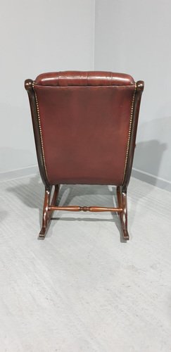 Mahogany Slipper Leather Rocking Chair for sale at Pamono