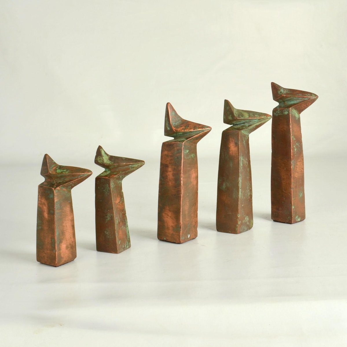 Abstract Copper Sculptures, 1970s, Set of 5 for sale at Pamono