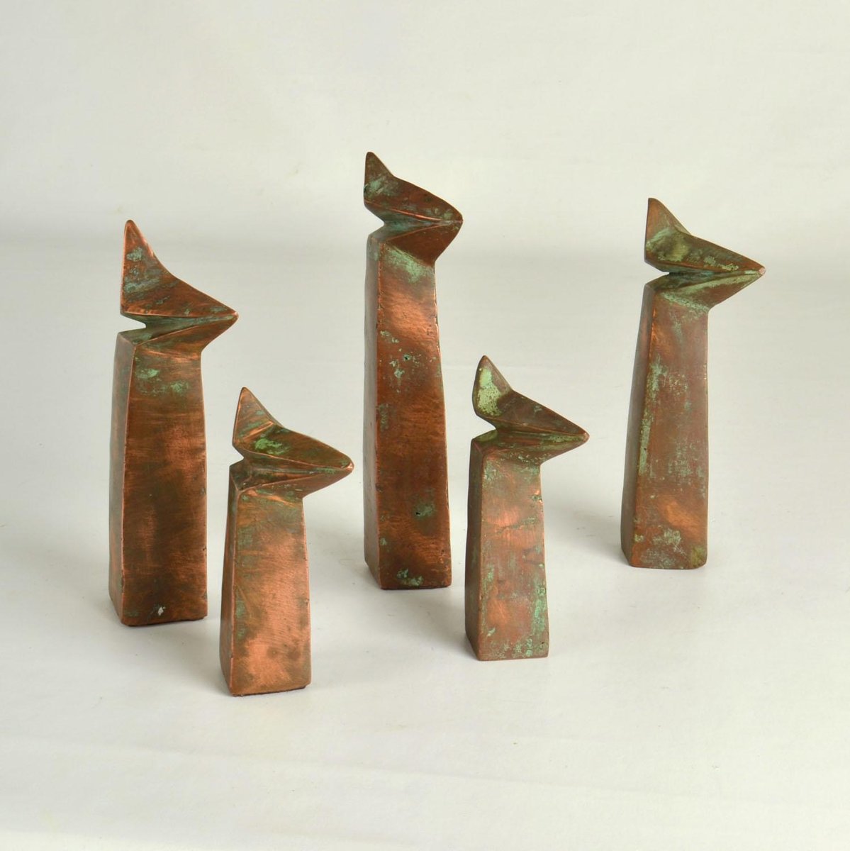 Abstract Copper Sculptures, 1970s, Set of 5 for sale at Pamono