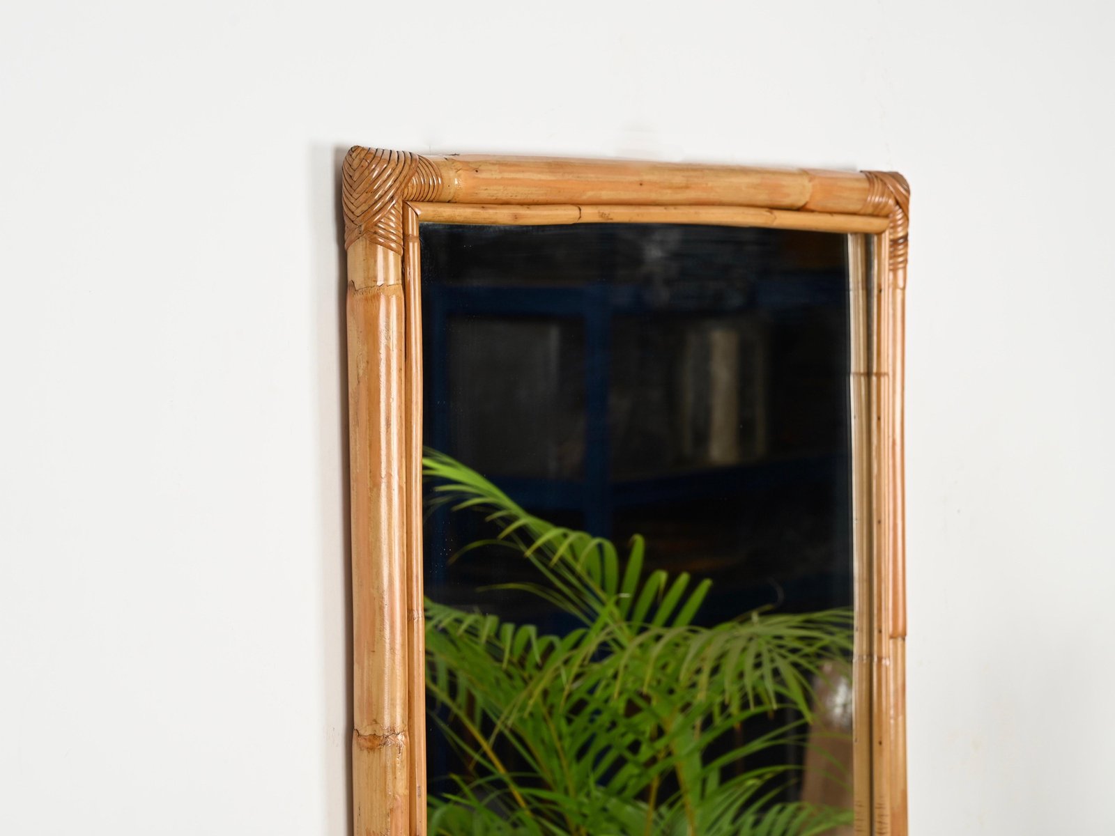 Large French Riviera Rectangular Mirror in Bamboo and Rattan Wicker ...