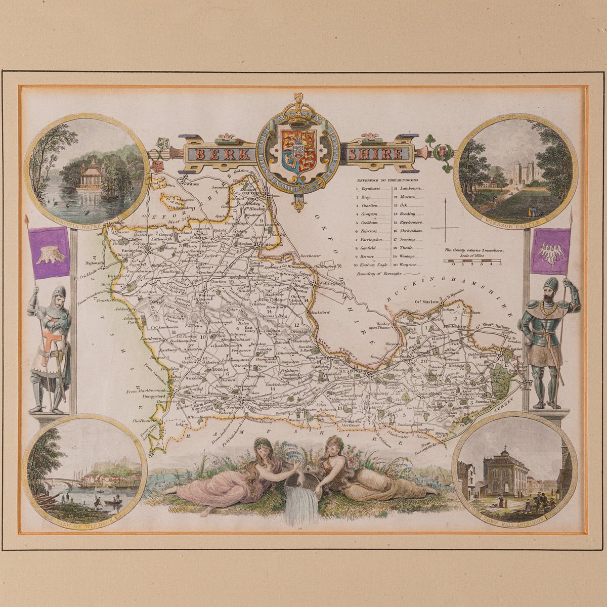 Antique English Berkshire Map for sale at Pamono