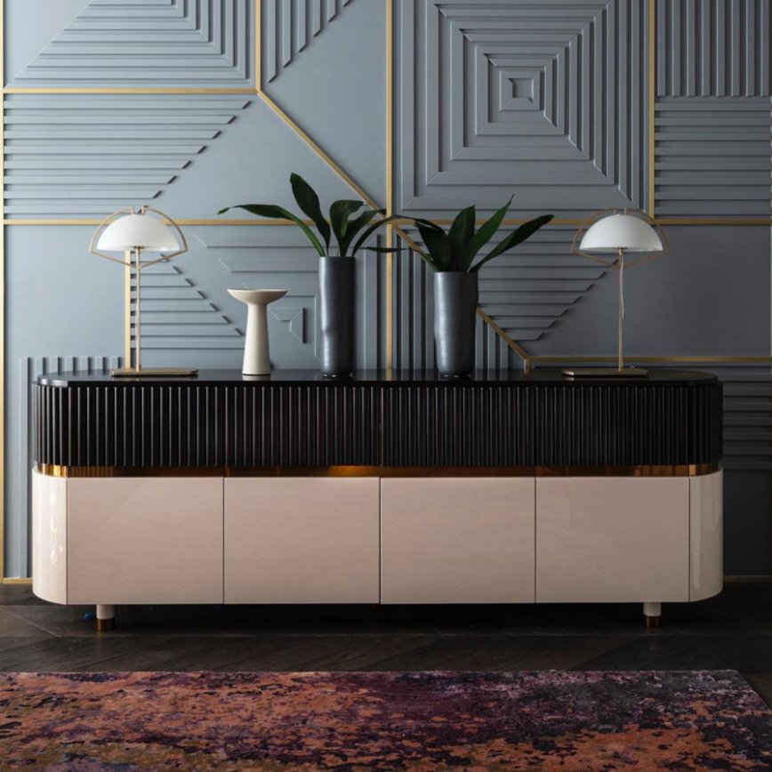 Berlin Sideboard in Taupe and Natural Oak by Dooq Details for sale at Pamono