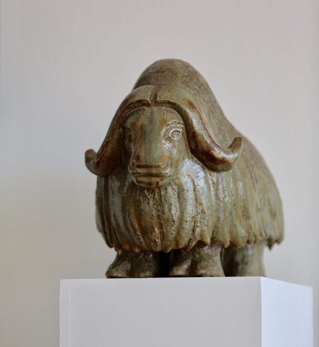 Scandinavian Artist, Large Yak Sculpture, 1950, Ceramic for sale at Pamono