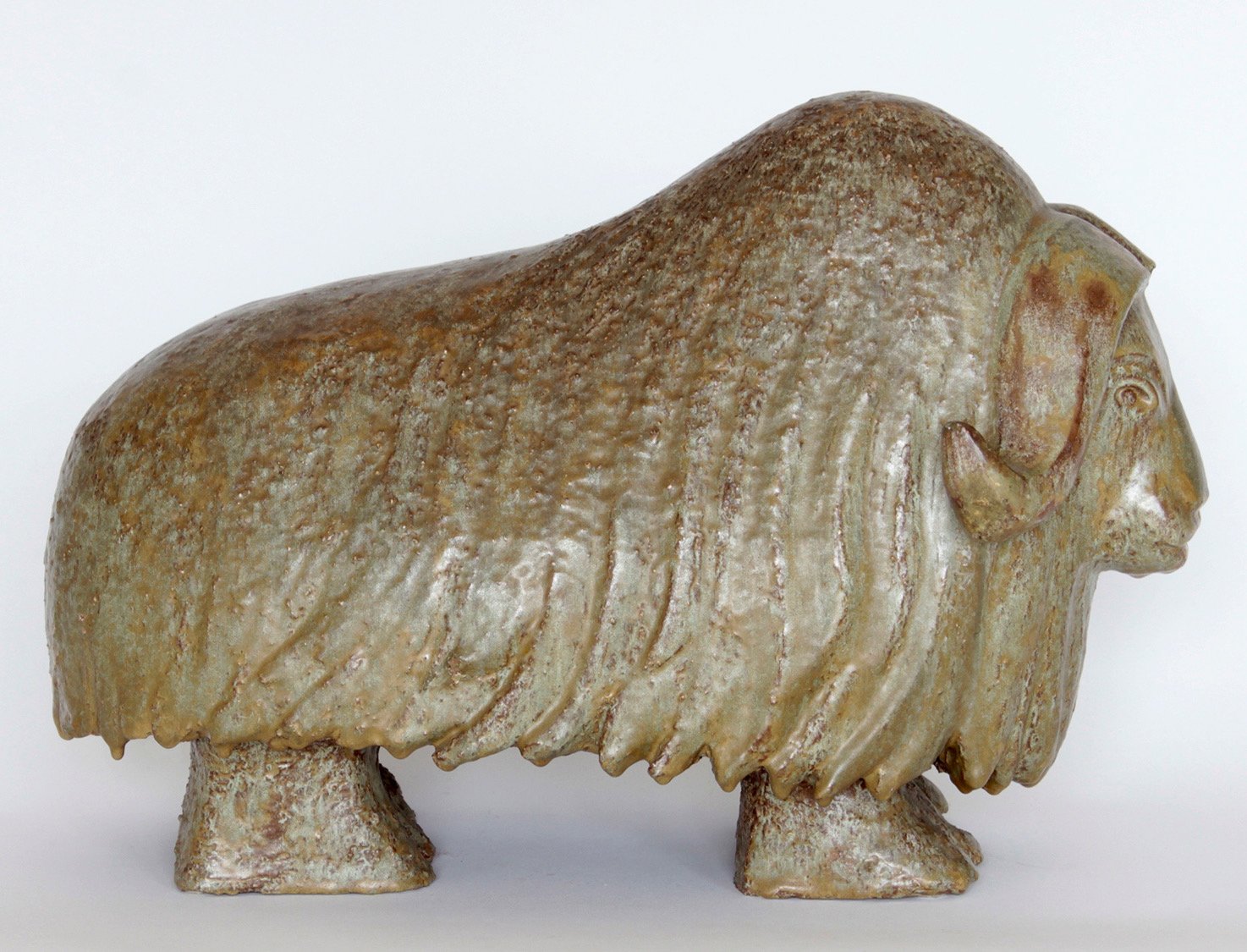 Scandinavian Artist, Large Yak Sculpture, 1950, Ceramic for sale at Pamono