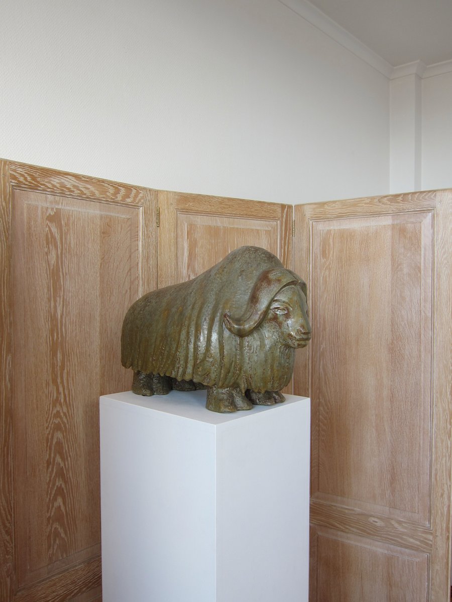 Scandinavian Artist, Large Yak Sculpture, 1950, Ceramic for sale at Pamono