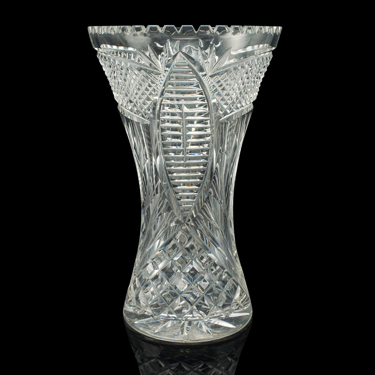 Tall Vintage Crystal Flower Vase, 1950s for sale at Pamono
