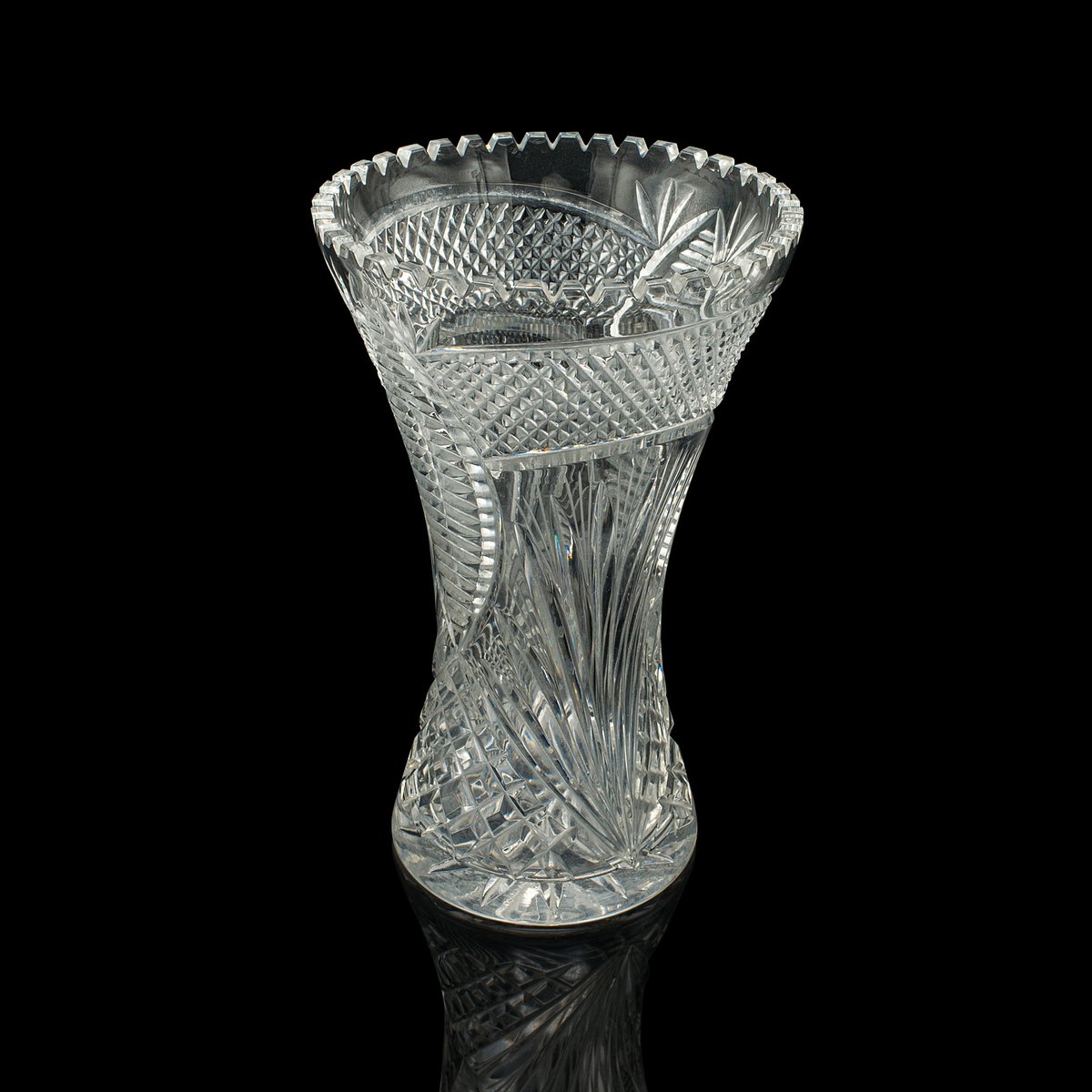 Tall Vintage Crystal Flower Vase, 1950s for sale at Pamono