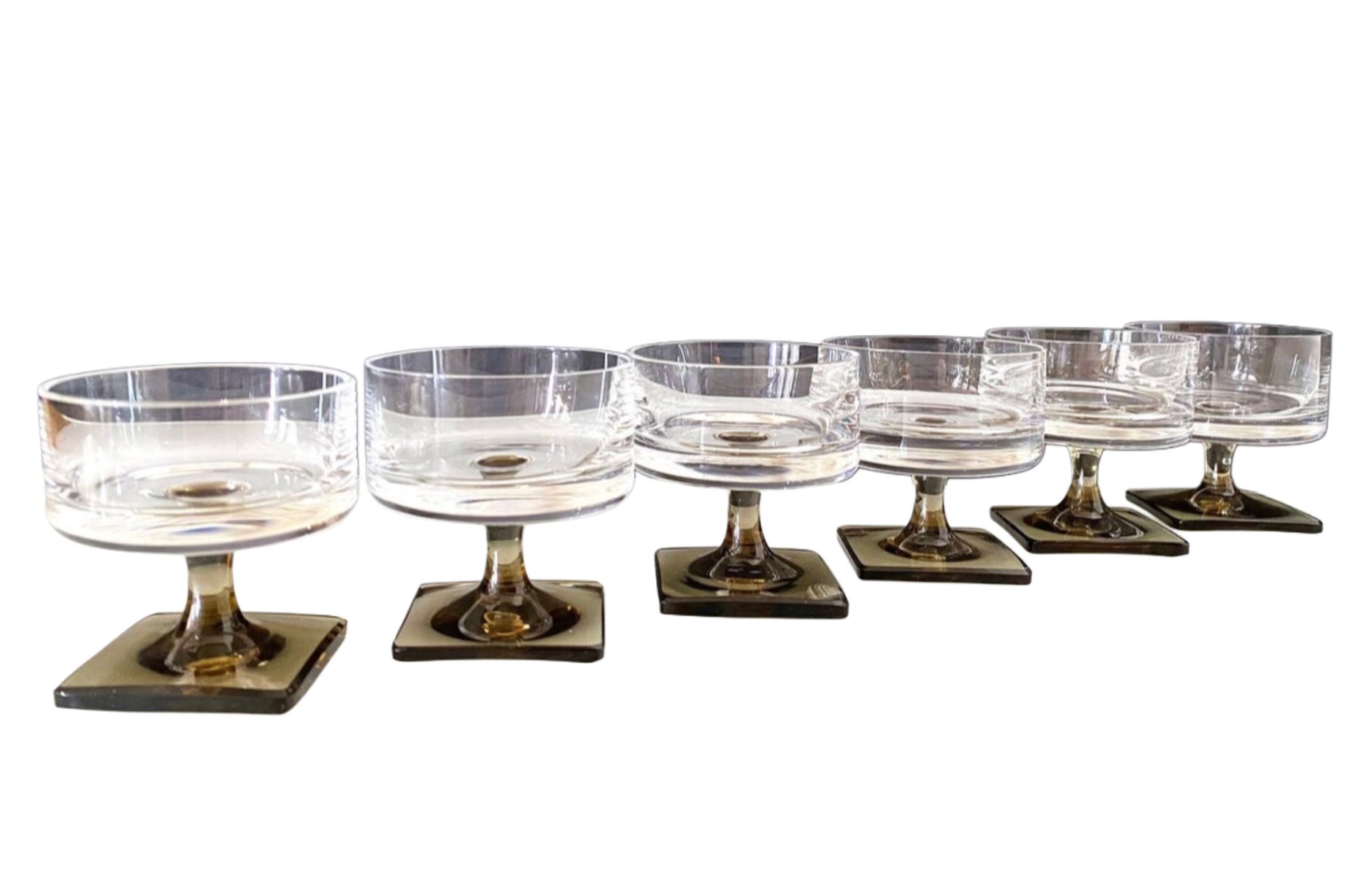 Linear Smoke Berlin Cups in 24% Lead Crystal & Square Base George ...