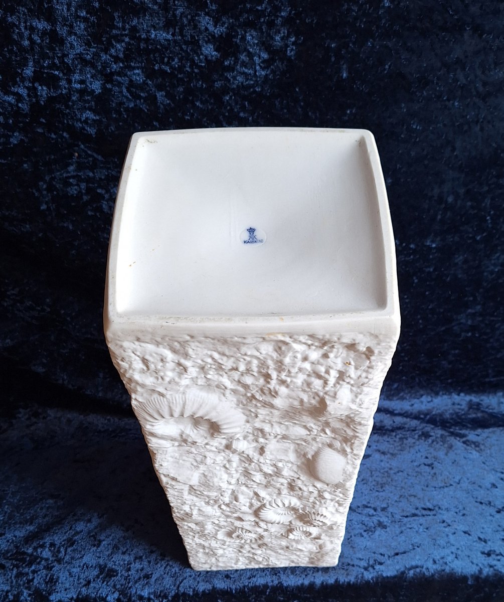 Large Vintage German Vase in White Bisque Porcelain with the Relief ...