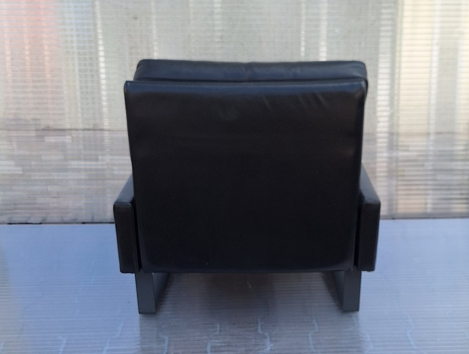 Vintage German Lounge Chair Conseta in Black Leather with Gray Steel ...
