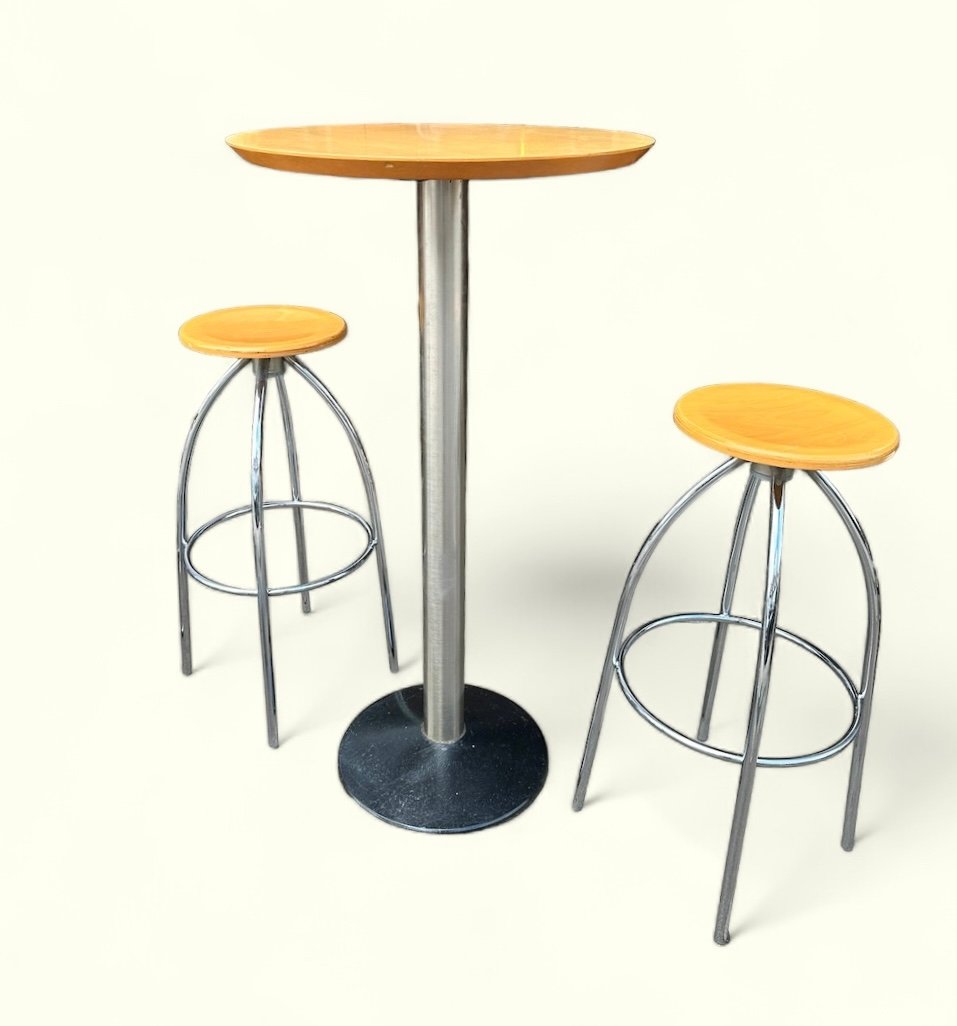 Post-Modernist Bar Stools and Table by Philippe Starck for Merka, 1983 ...