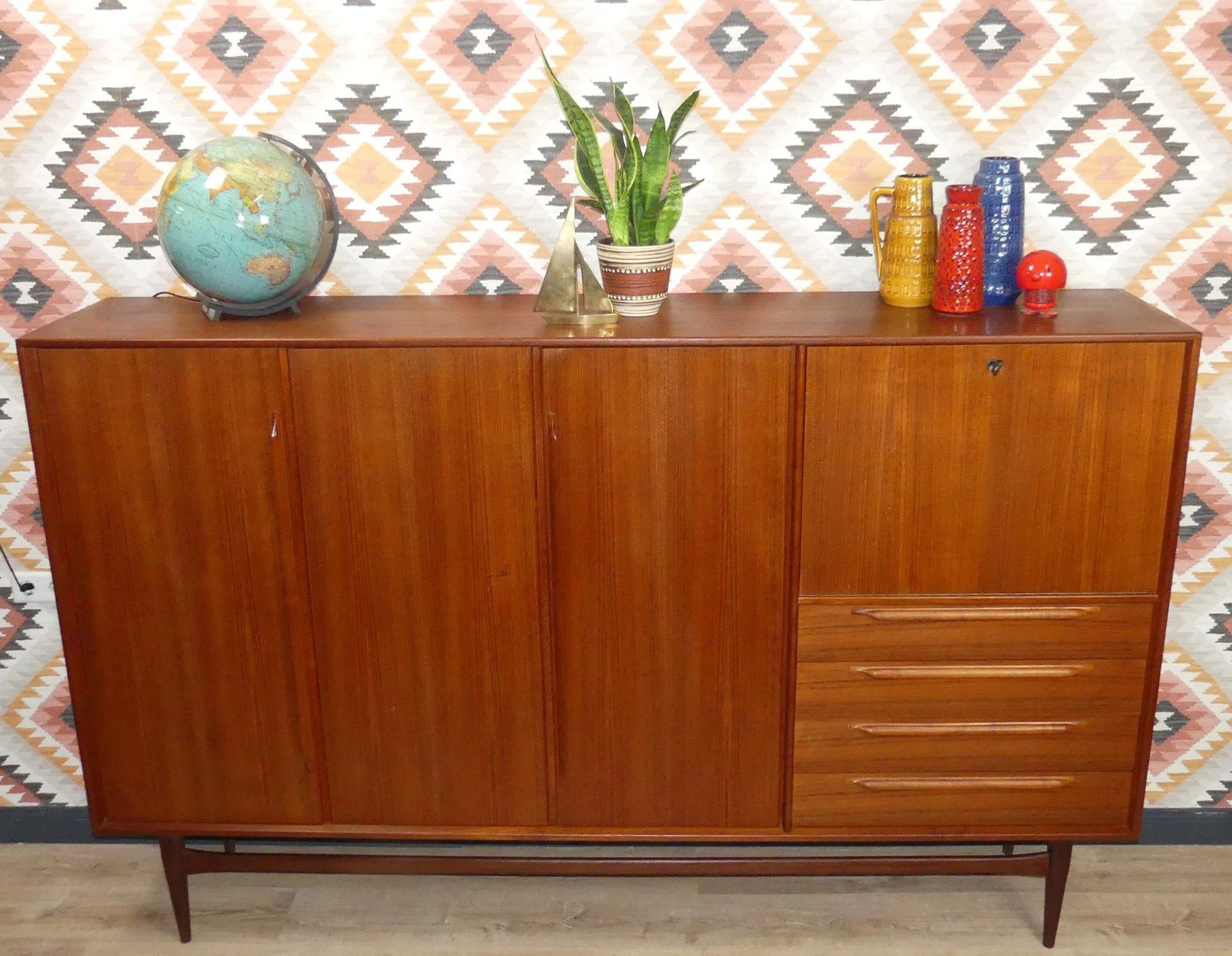 Teak Wall Unit with Secretary Wall Unit by Rt Möbel Heinrich ...