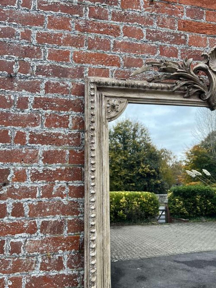 Large Antique 19th Century French Carved Wood & Gesso Mirror for sale at Pamono
