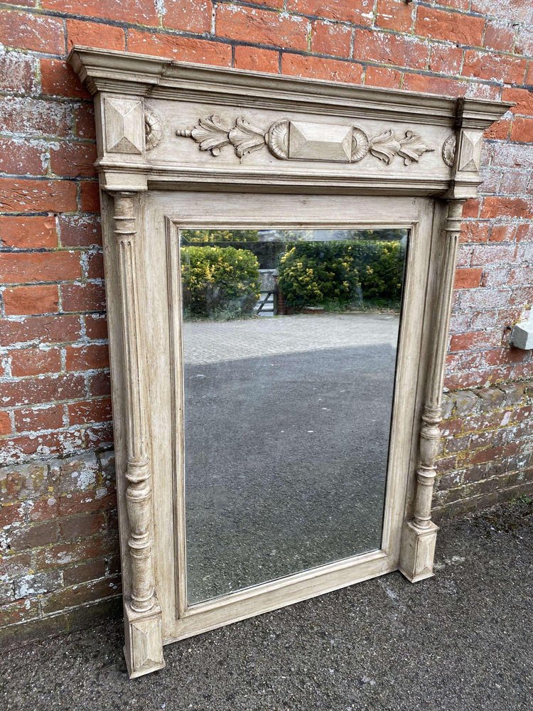 Large Antique 19th Century French Carved Wood Painted Column Mirror for ...