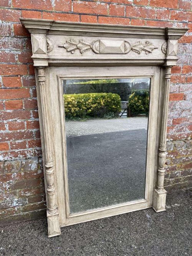 Large Antique 19th Century French Carved Wood Painted Column Mirror for ...