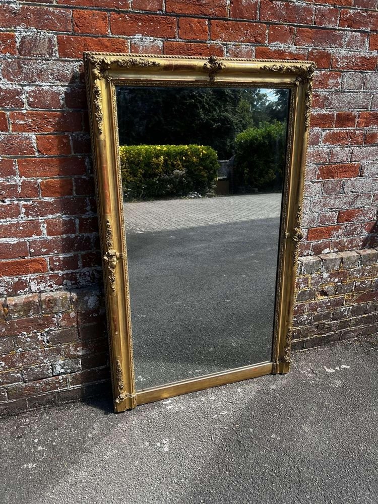 Large Antique French Louis Philippe Gilt Mirror for sale at Pamono