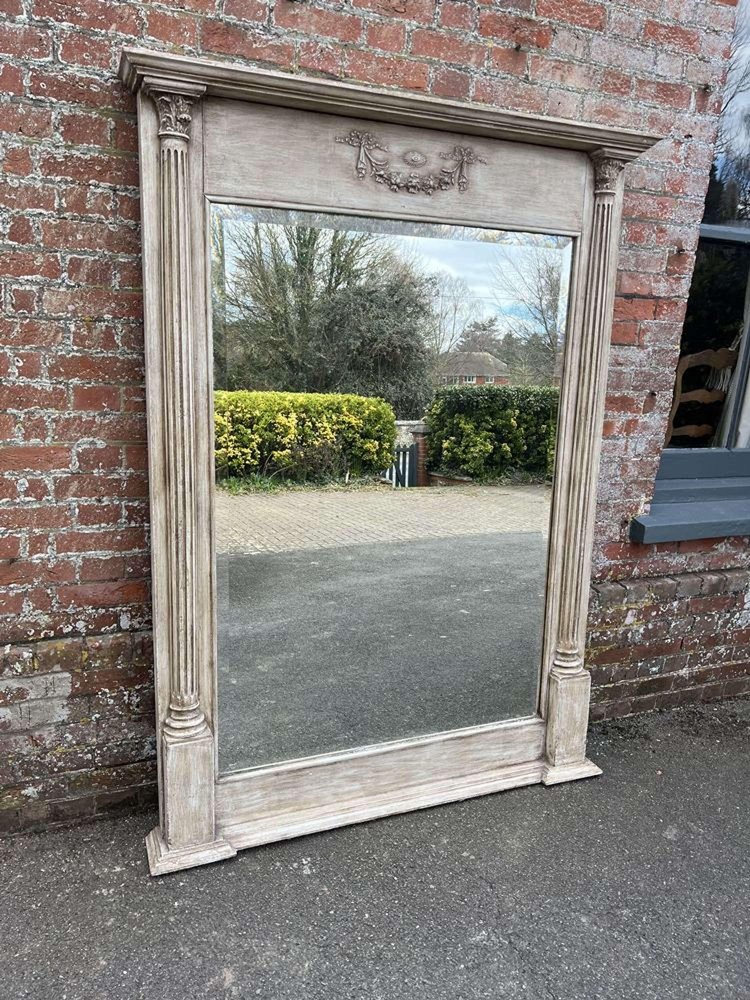 Large Antique 19th Century French Painted Column Mirror for sale at Pamono