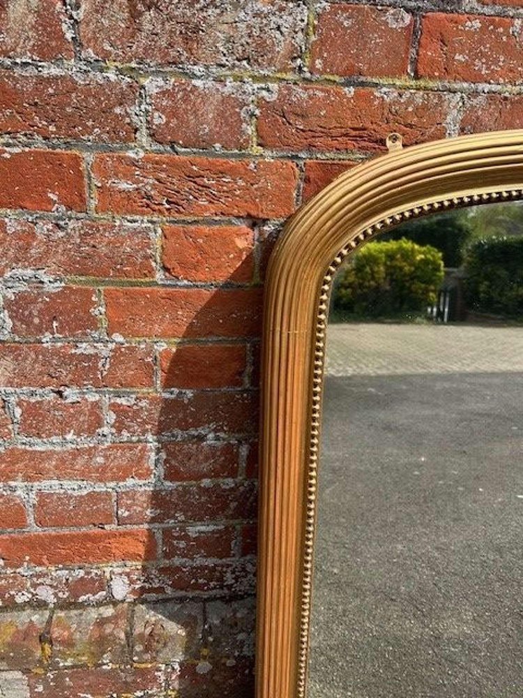 Large Antique French Arched Ribbed Overmantle Mirror for sale at Pamono