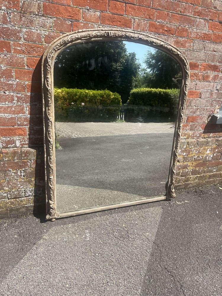 Large Antique English Painted Overmantle Mirror for sale at Pamono