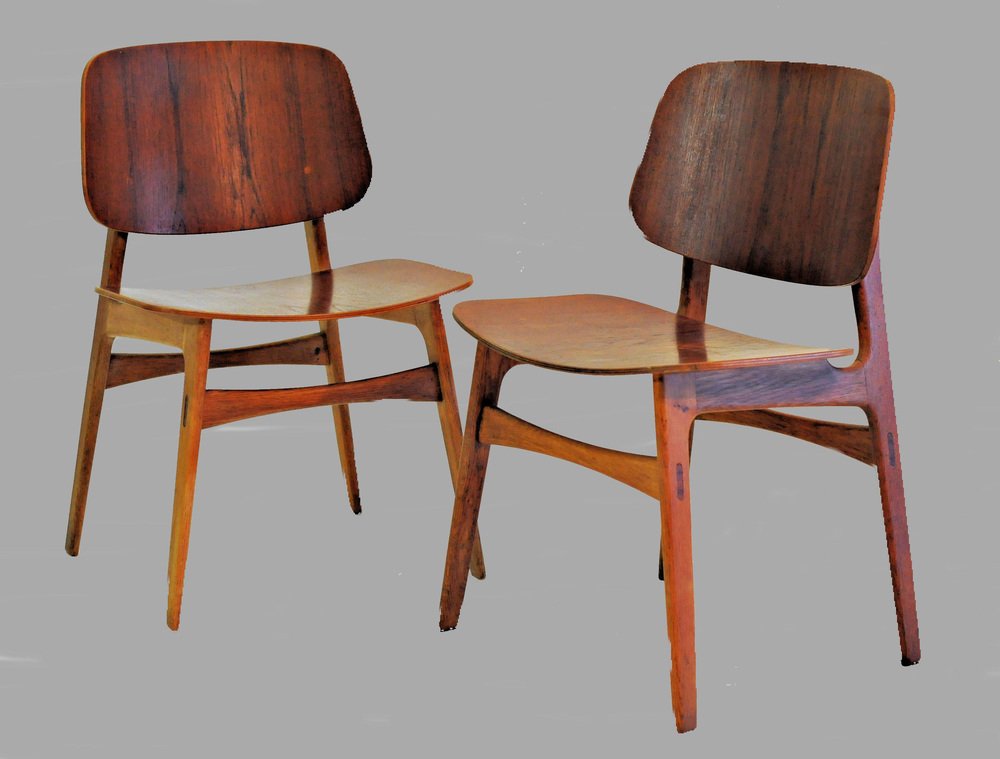 Set of Shell Chairs in Oak and Teak attributed to Børge Mogensen, 1950s ...
