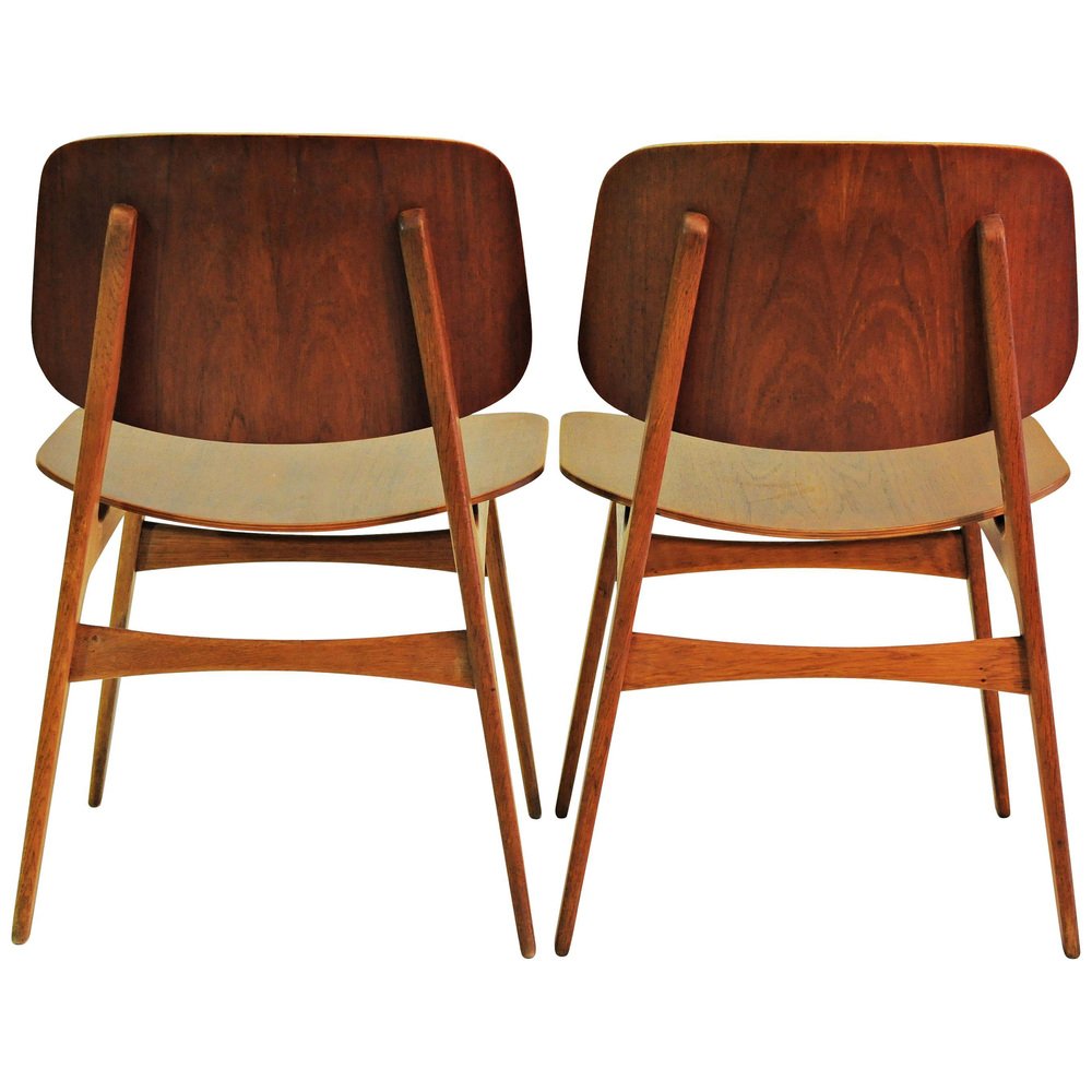 Set of Shell Chairs in Oak and Teak attributed to Børge Mogensen, 1950s ...