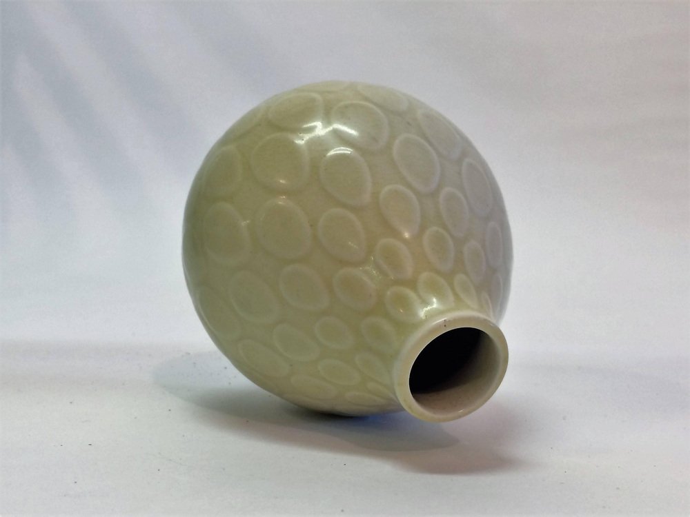 Vintage Yellow Faience Marselis Vase by Nils Thorsson for Royal ...