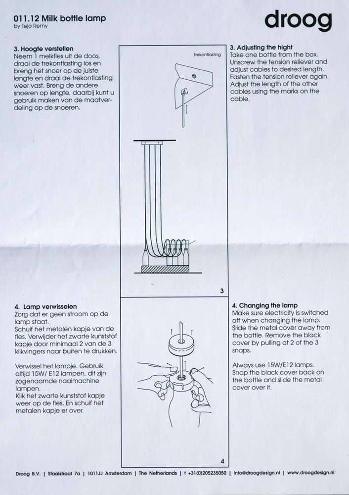 Limited Edition Milk Bottle Ceiling Lamp by Tejo Remy, 1991 for sale at ...