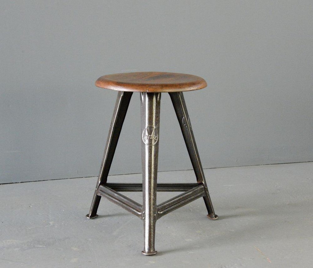 Industrial Factory Stool by Rowac, 1920s for sale at Pamono