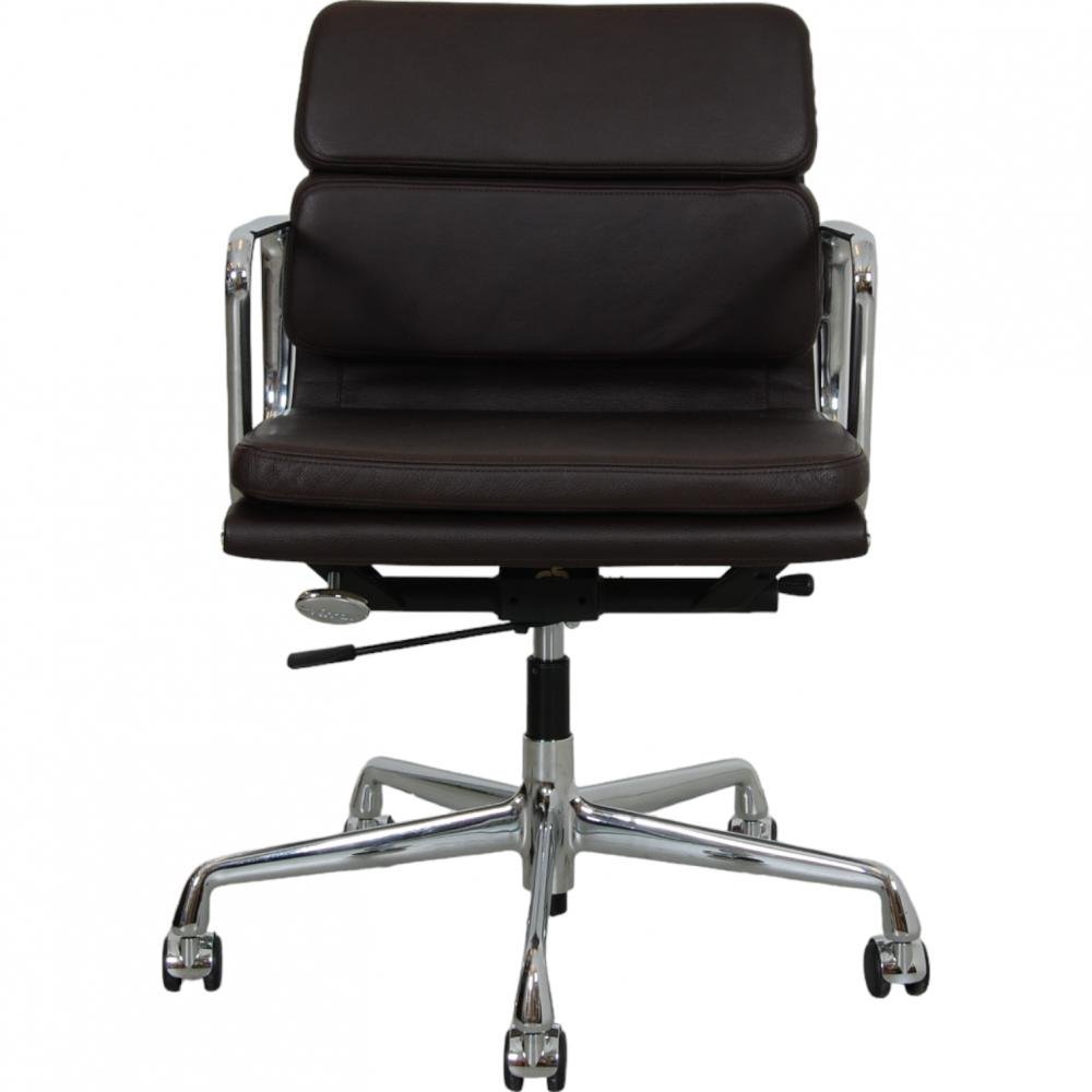 EA-217 Office Chair in Dark Brown Leather by Charles Eames, 2000s for ...