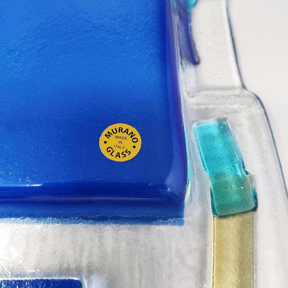 Blue Tray in Murano Glass by Albatros, Italy, 1970s for sale at Pamono