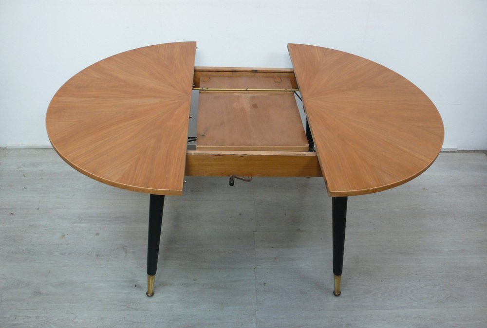 Mid-Century Modern German Round Extendable Coffee Table & Dining Table ...