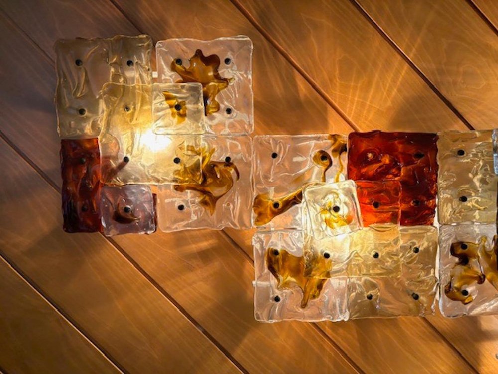 Patchwork Wall Lights in Hand Blown Glass attributed to Toni Zuccheri ...