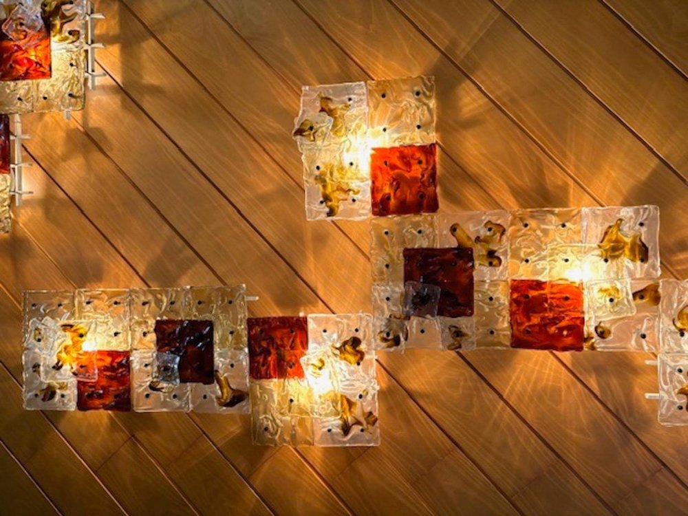 Patchwork Wall Lights in Hand Blown Glass attributed to Toni Zuccheri ...