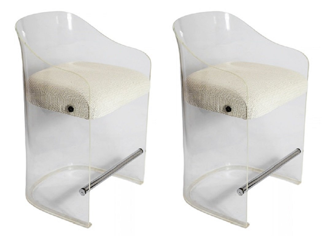 Set of Mid-Century Acrylic Glass Lotus Bar Stools attributed to ...