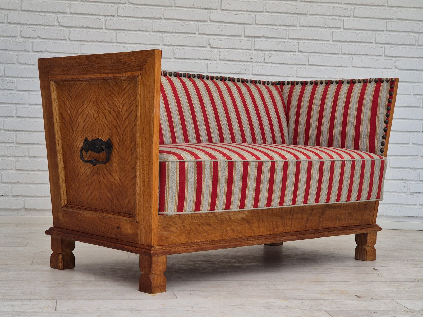 Danish 2 Seater Sofa in Wool & Oak Wood, 1960s for sale at Pamono