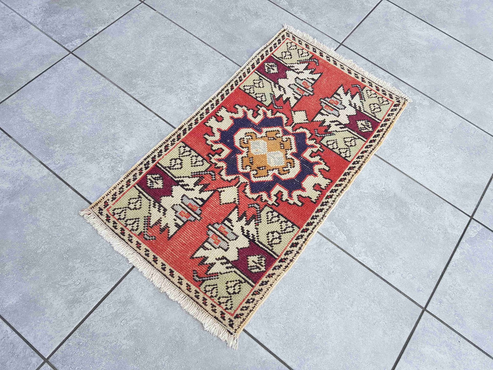 Vintage Wool Door Mat Rug, 1960s for sale at Pamono